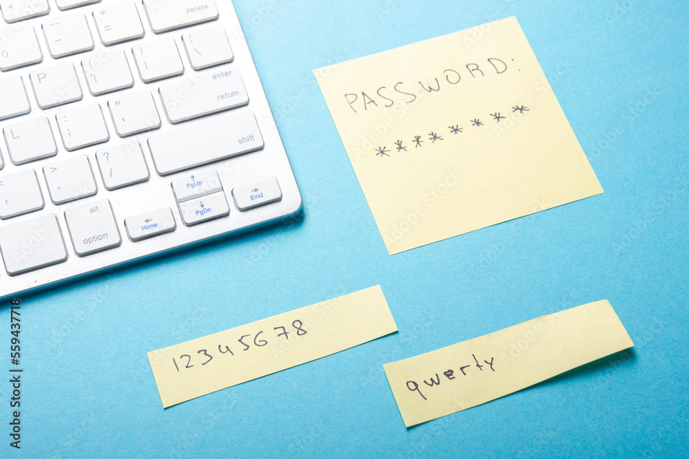 Strong and weak password on pieces of paper. Password security and ...