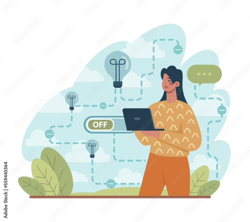 To turn off concept. Character presses the switch button or pull a ...