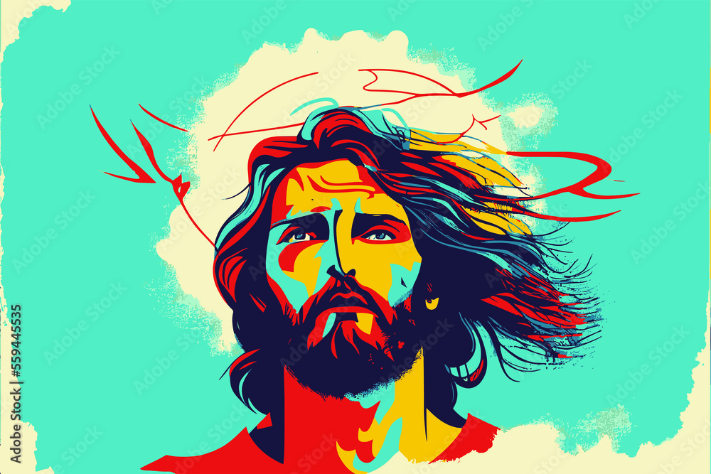 Jesus windswept Stock Illustration | Adobe Stock