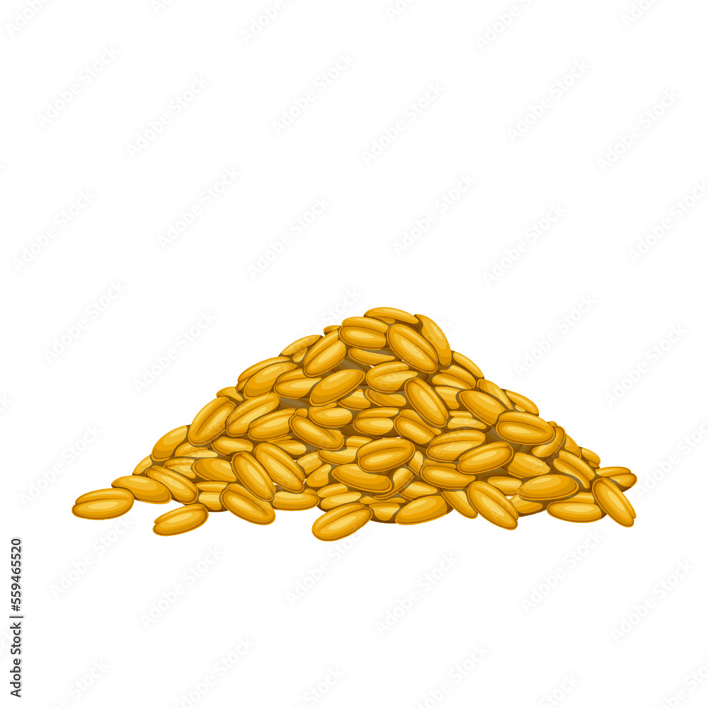 Heap of wheat grains vector illustration. Cartoon bunch of raw ripe ...