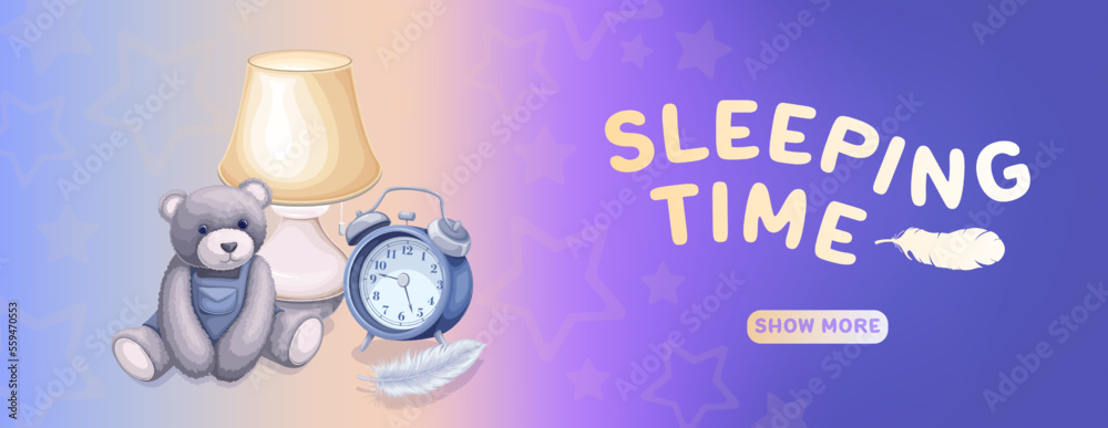 Sleeping time design template vector illustration. Cartoon cute teddy ...