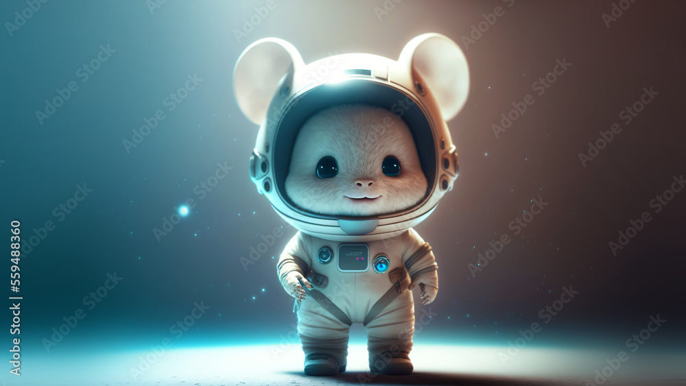 astronaut mouse in space, cutre cartoon style, generative ai Stock ...