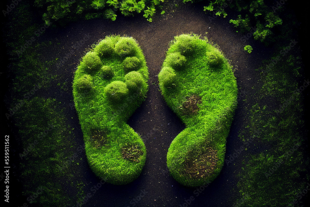 human footprint showing nature as a sign of environmental awareness and ...