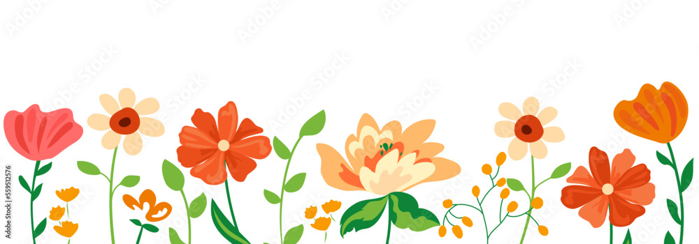 Floral collection banner design different flowers and leaves background ...