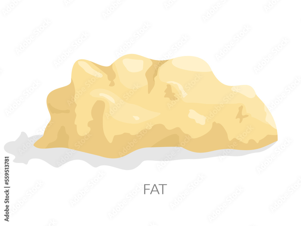 White fat tissue isolated on white background. Adipose tissue has role ...