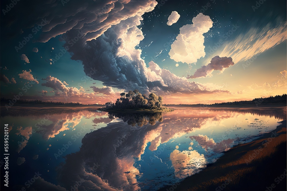 Beautiful and Inspiring Landscape, with Giant and Glorious Sky, with ...