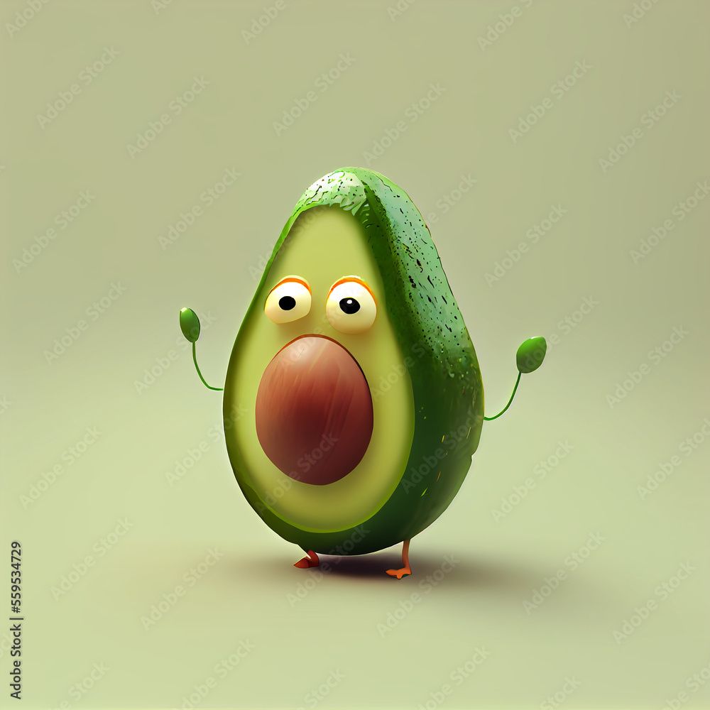 Avocado cartoon character ai art Stock Illustration | Adobe Stock