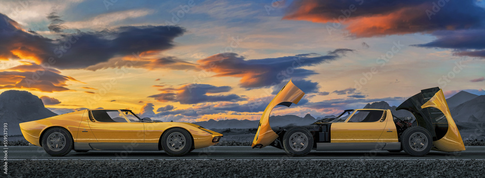 lamborghini miura 1967 first supercar v12 sports car Stock Illustration ...
