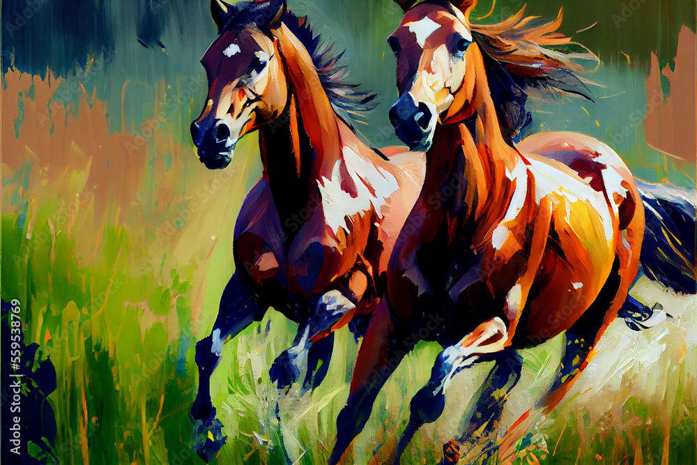 Horses Running Painting
