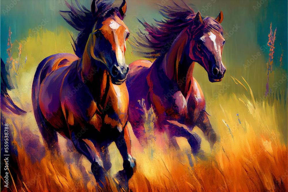Oil Paintings Of Horses Running