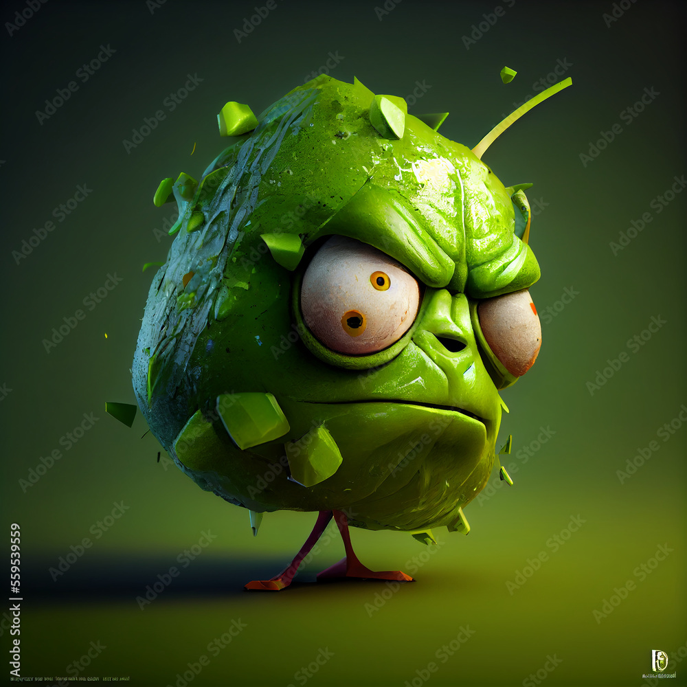 Cartoon lime character ai art Stock Illustration | Adobe Stock