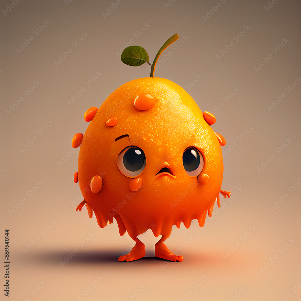 Orange cartoon character ai art Stock Illustration | Adobe Stock