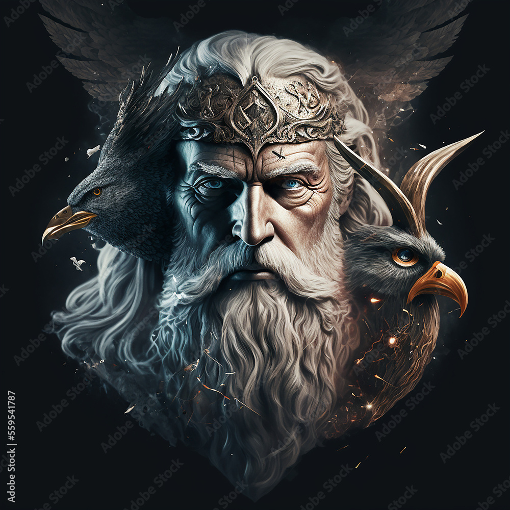 Odin, the Scandinavian mythological god. Created with Generative AI ...