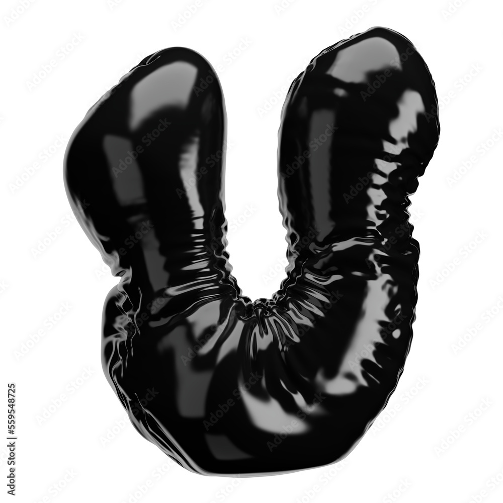 Realistic inflated font 3D render - letter U. Great for your design web ...