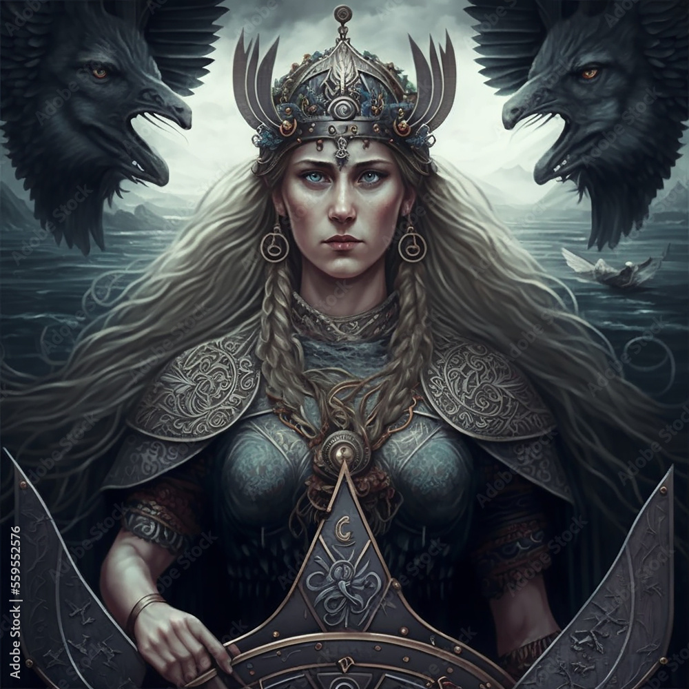 Norse mythology goddess Frigg. Created with Generative AI technology ...