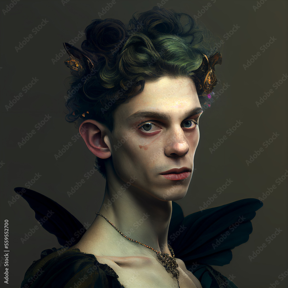Non-Binary Faerie Fey Fairy with Wings Laurel Leaf Headdress Pale ... Non-Binary Faerie Fey Fairy with Wings Laurel Leaf Headdress Pale ...
