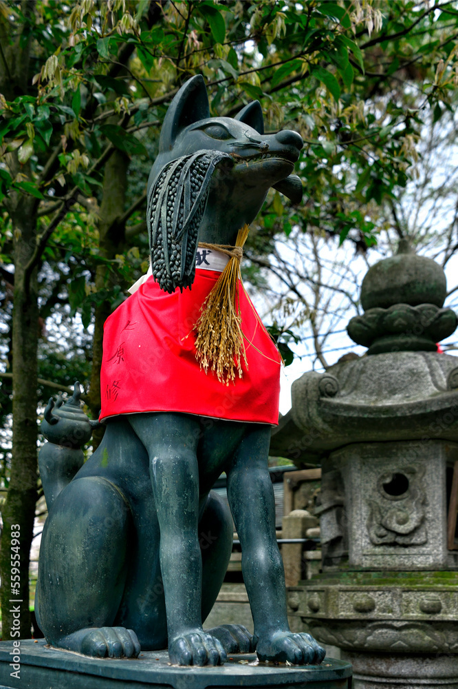 Statuette of Kitsune - Messenger-fox, Fushimi, Kyoto, Kansai Region ...