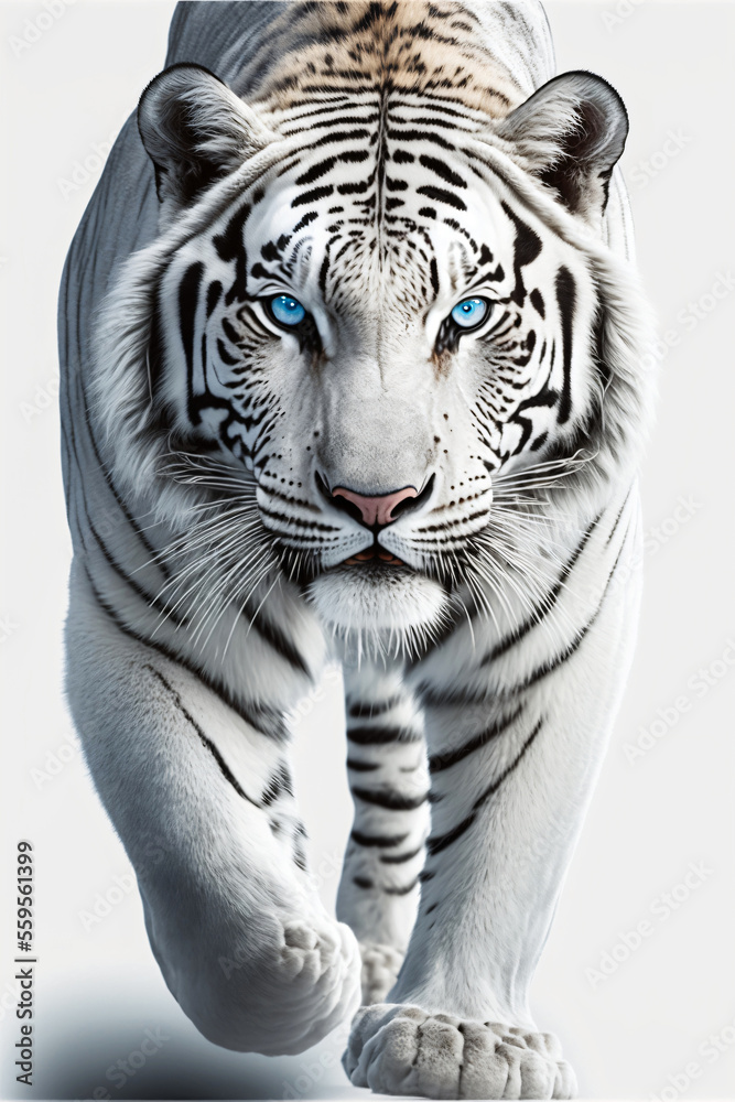 Realistic Portrait of a white tiger. Designed using generative ai Stock ...