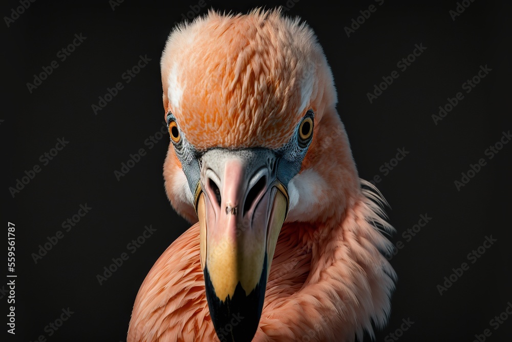 a large bird with a very long beak and a very long beak, with a black ...