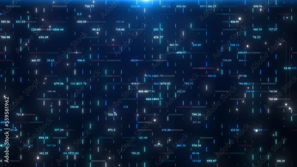Computer Big Data Animation. Big Data Transfer High Tech Background, Digital Computer Data Flow ...