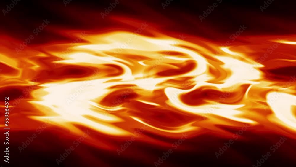 3d animation of glowing fiery radiation. Motion. Wavy streams of ...