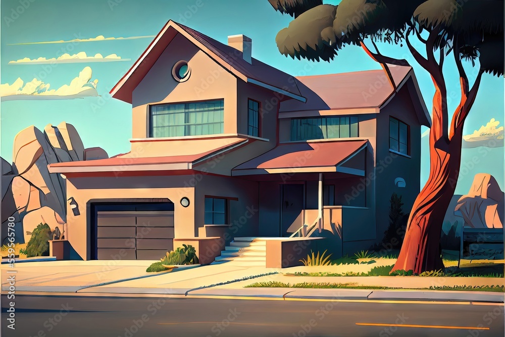 Generic image of a suburban two-story house on a nondescript street ...