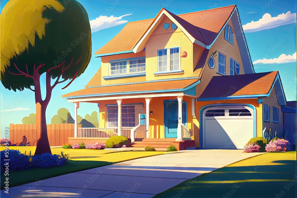 Generic image of a suburban two-story house on a nondescript street ...
