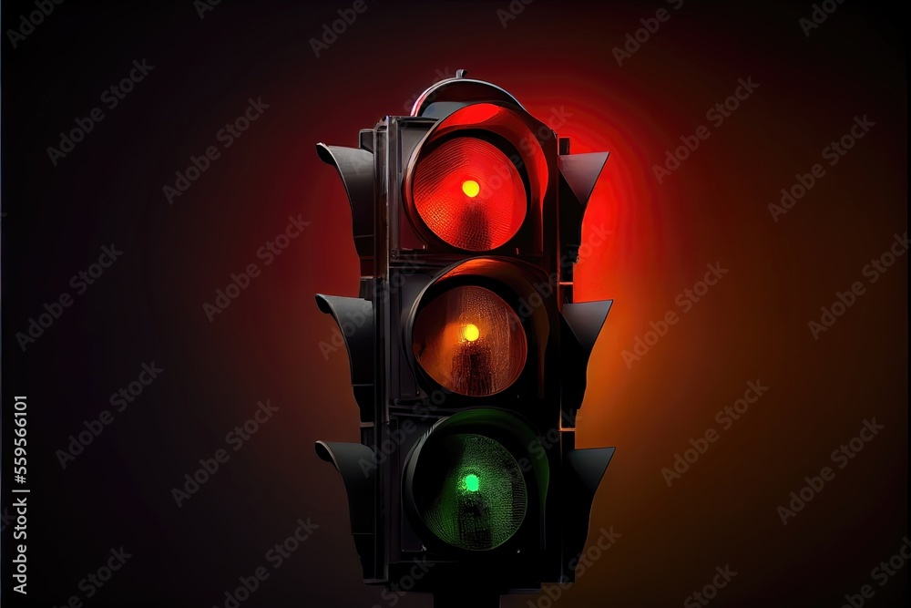 Traffic light isolated in studio background. Red, yellow, green ...