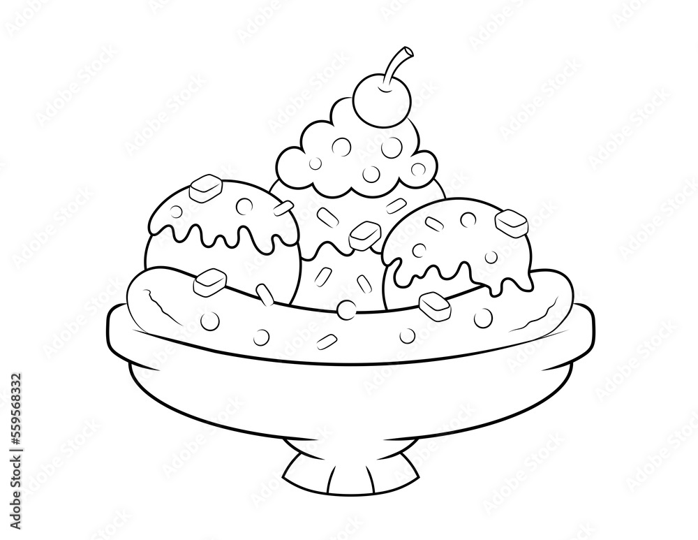 banana split coloring page. simple design that you can print it on ...