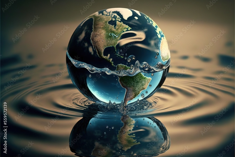 a water droplet with a picture of the earth in it's center and a ...