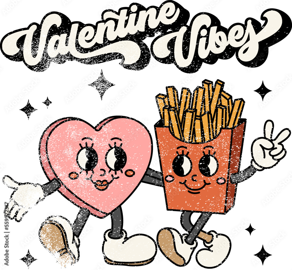 Candy heart and french fries are hugging together. Quote - Valentine ...