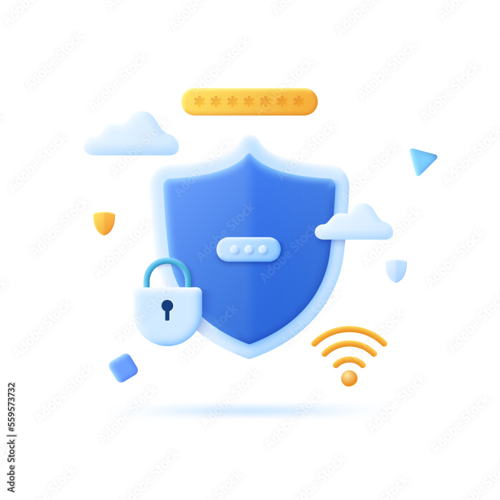 Cartoon 3D Vector Illustrations For Cyber Security Stock Vector | Adobe ...