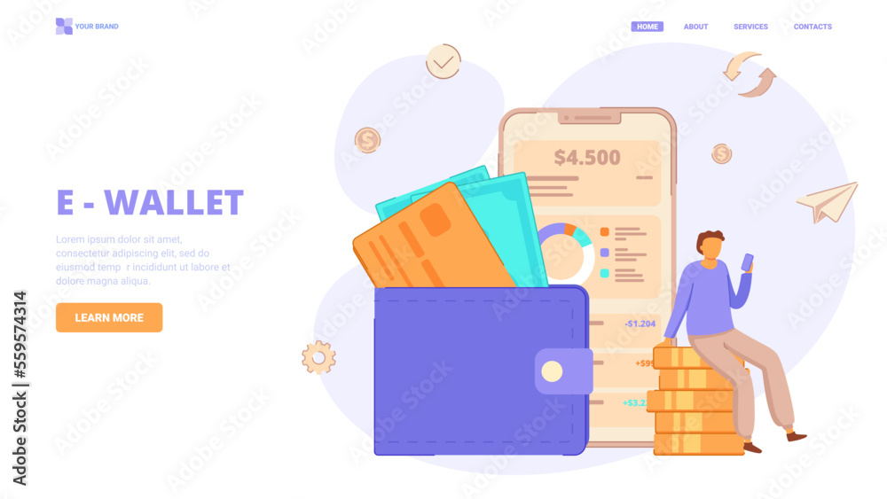 E wallet mobile application illustration vector illustration concept ...