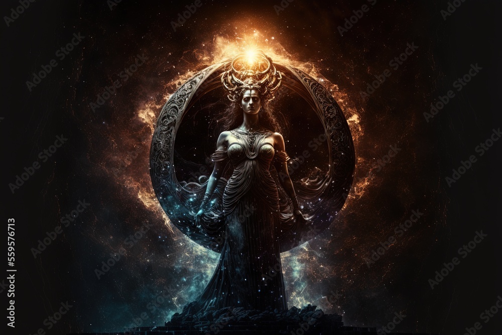 Darkness Embodying a Greek Goddess. Generative AI. Stock Illustration ...