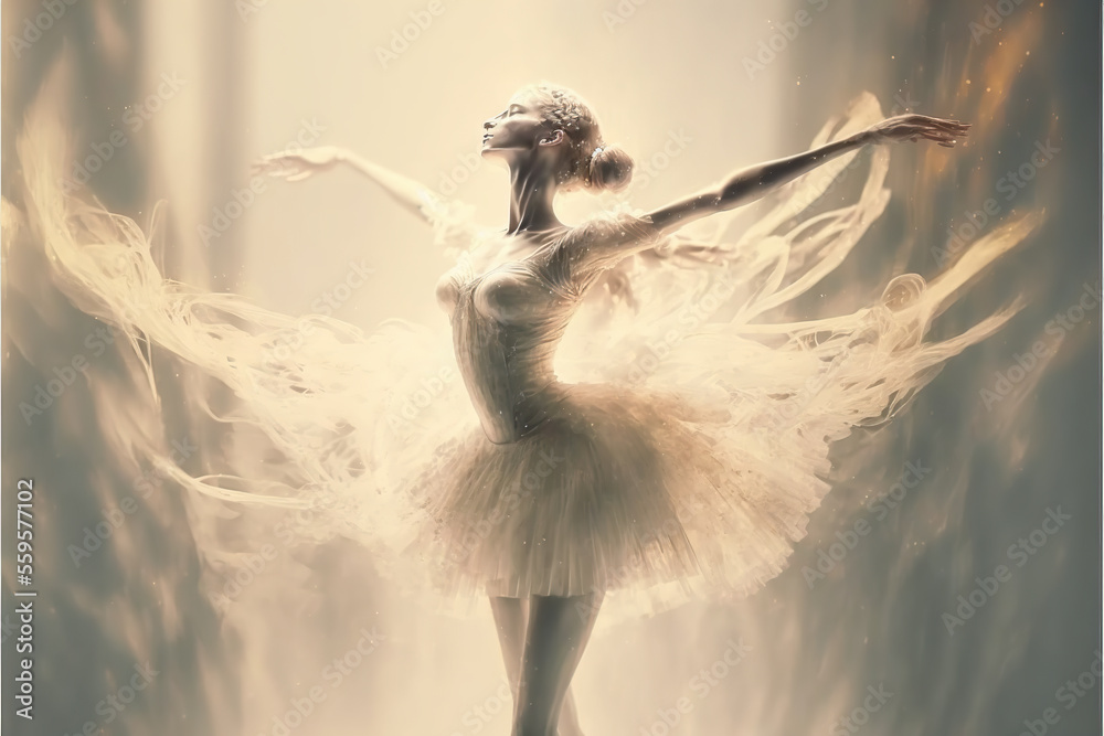 Photo & Art Print adorable ballet dancer, full body, light painting ...
