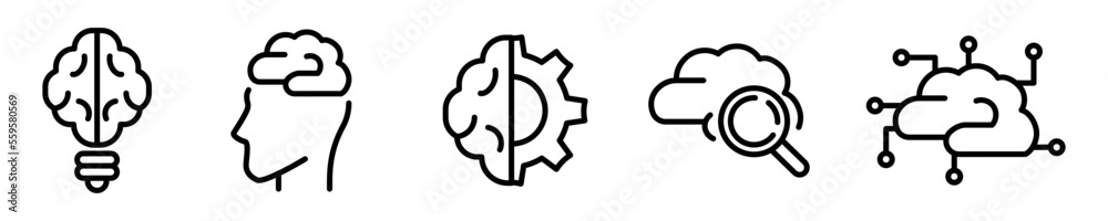 Conjunto de iconos de intelecto y conocimiento. Aprendizaje, enseñanza ...