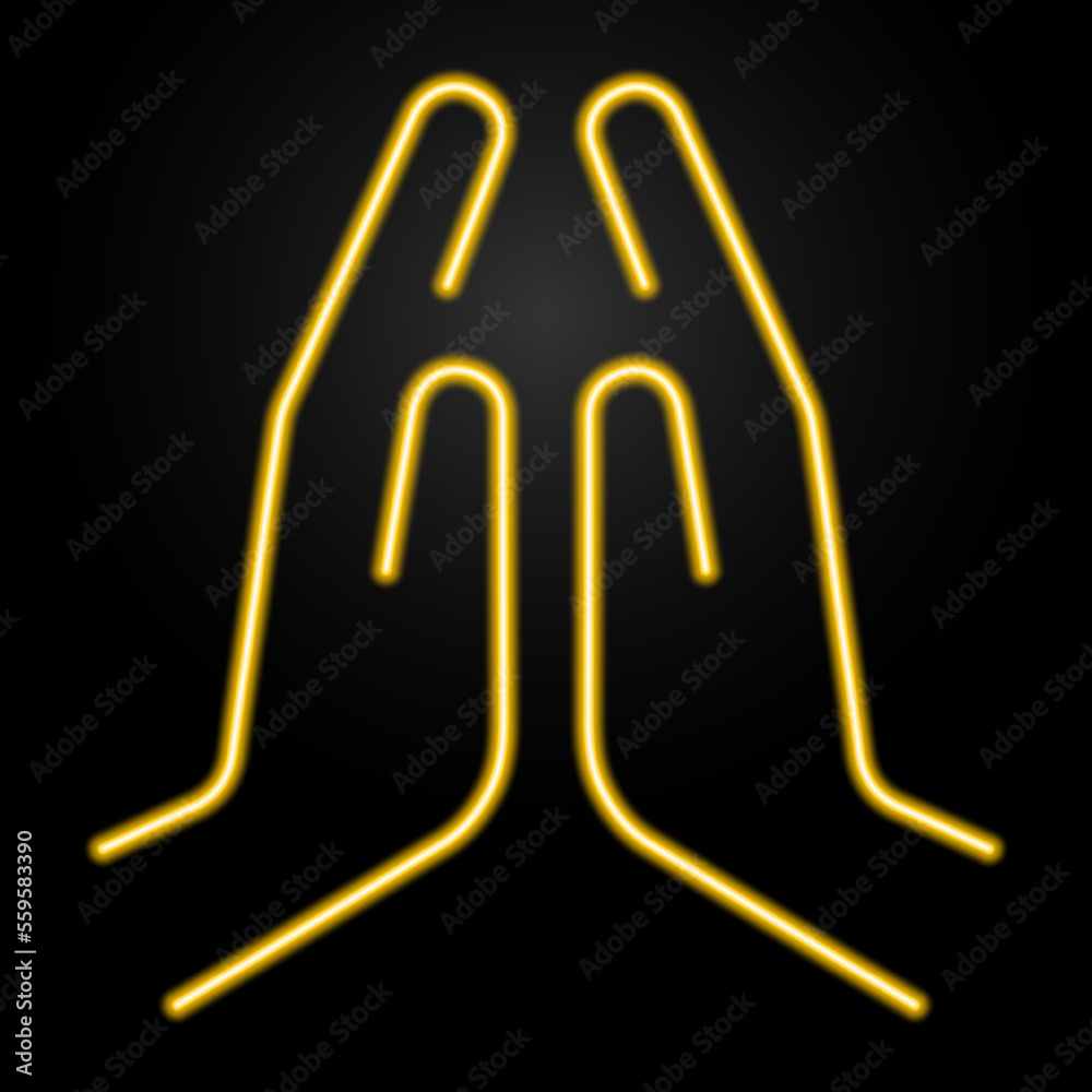 hands prayer neon sign, modern glowing banner design, colorful modern ...
