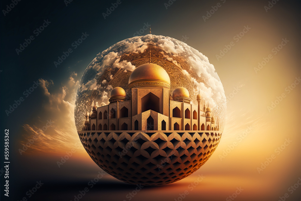 A vivid and breathtaking scene with a wonderfully illuminated sphere ...
