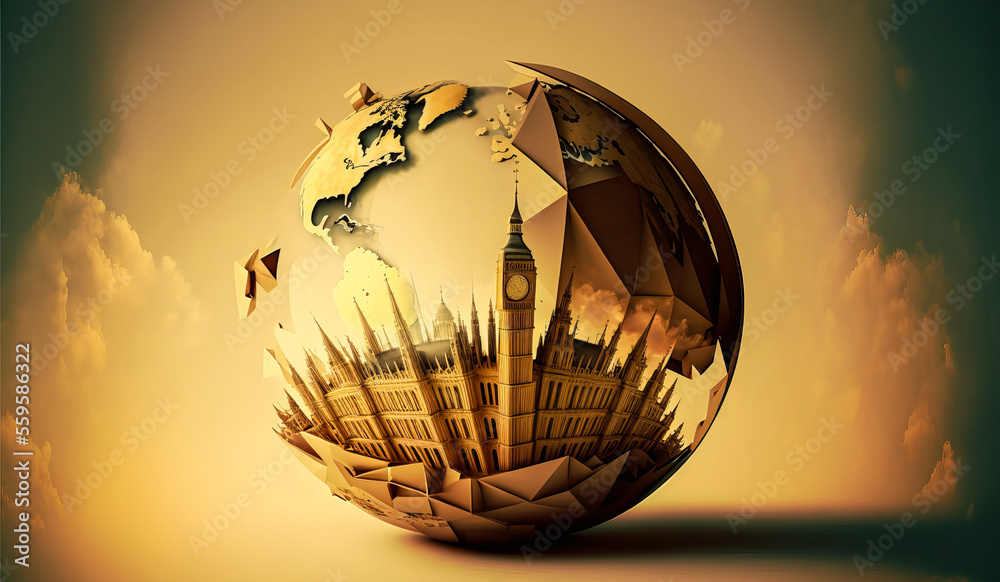 Structured globe offering a view of the iconic architectural monuments ...