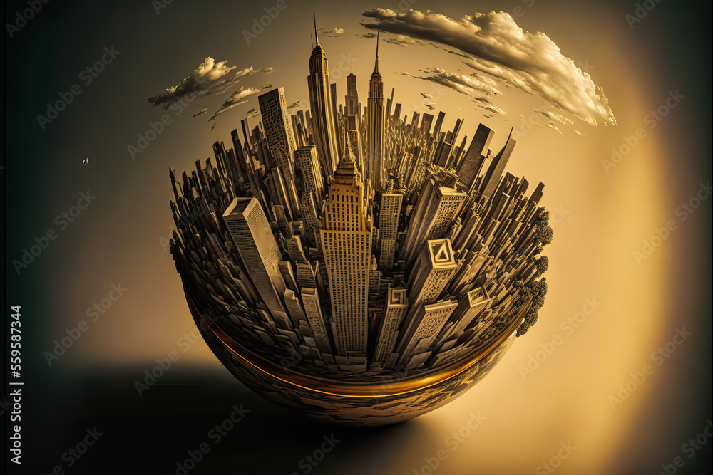 A spherical architectural structure resembling a cartographic orb or a ...