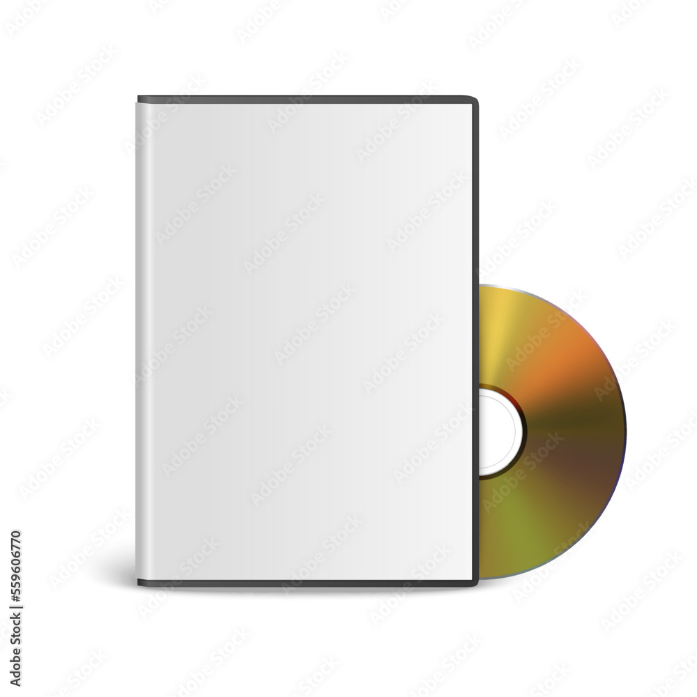 Vector 3d Realistic Golden CD, DVD with Plastic Cover, Envelope, Case ...