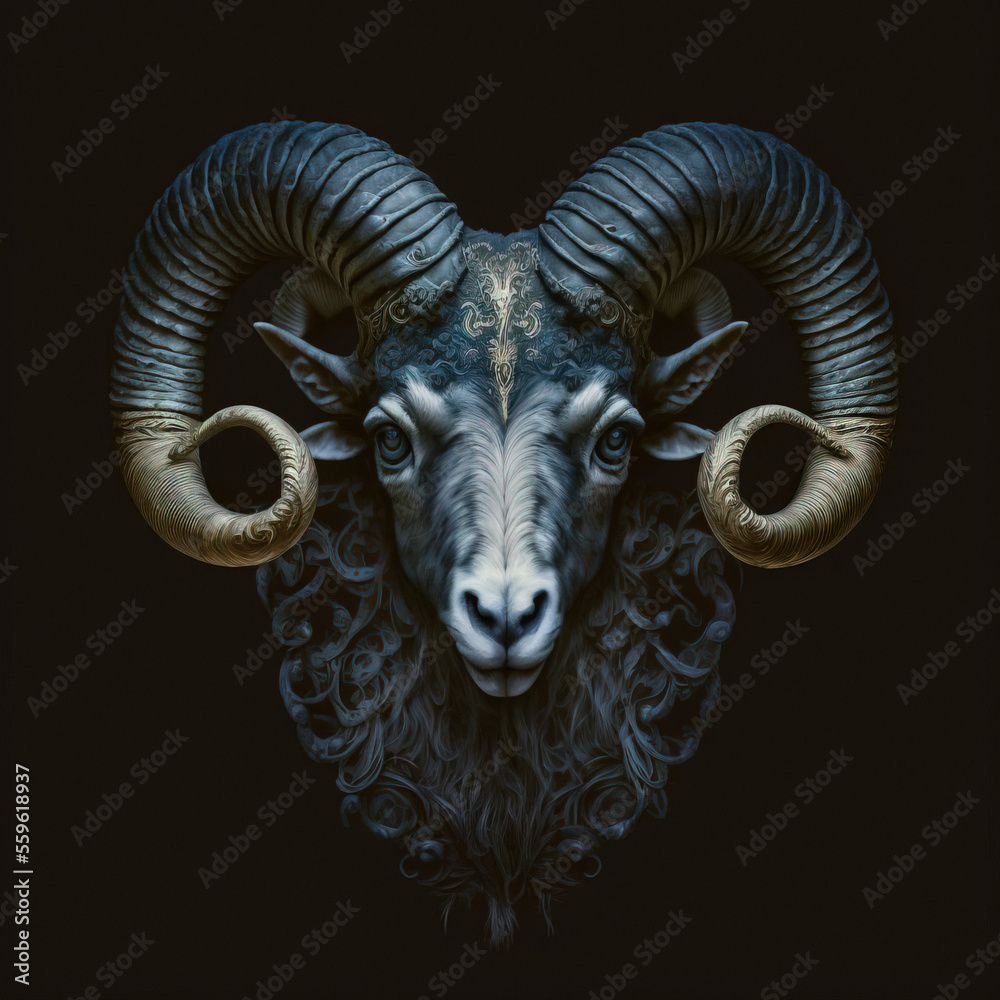 Aries symbol, zodiac sign, dark and gothic, Generative AI Stock ...