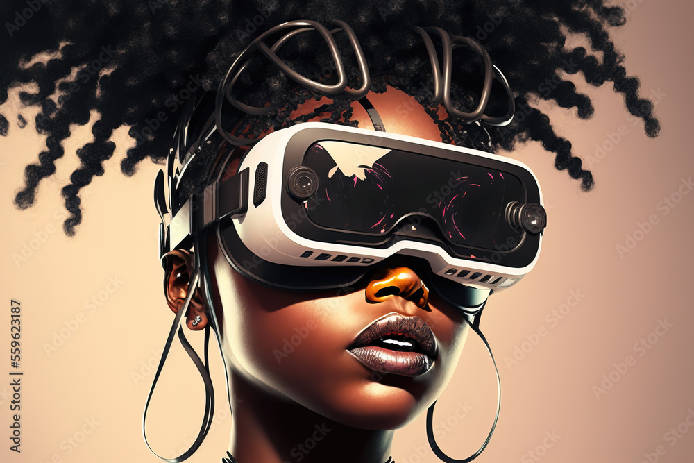 black girl metaverse explorer. sketch art for artist creativity and ...