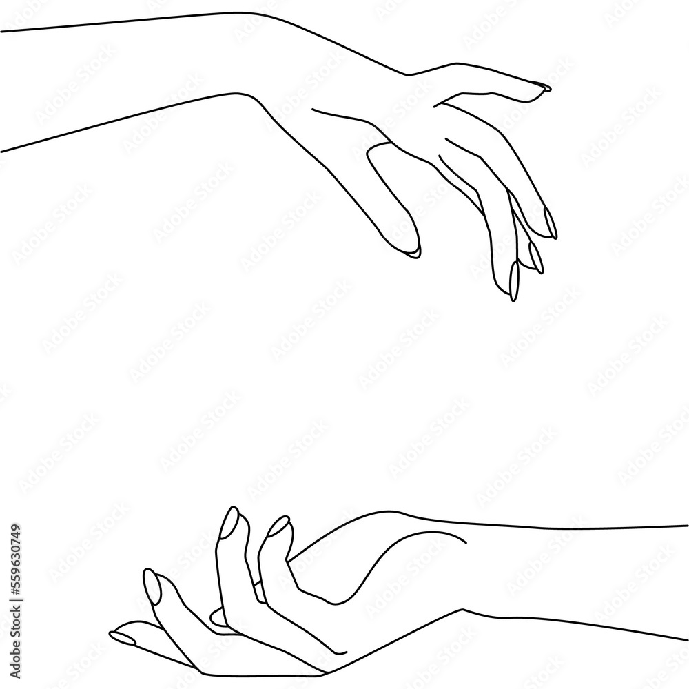 Magic hands outline. Celestial palm for branding logo cosmetics and ...