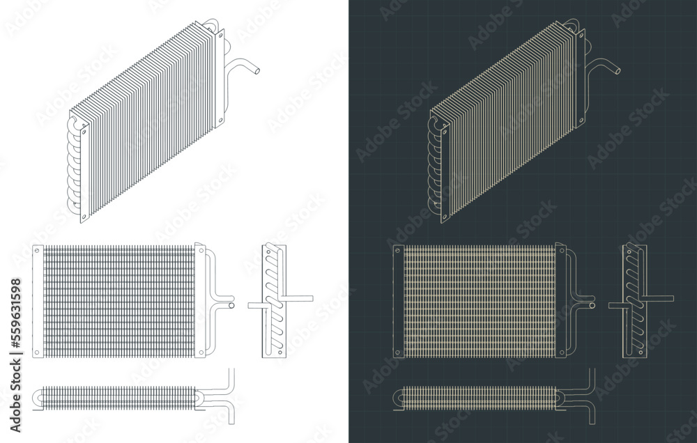 Heat exchanger blueprints Stock ベクター | Adobe Stock