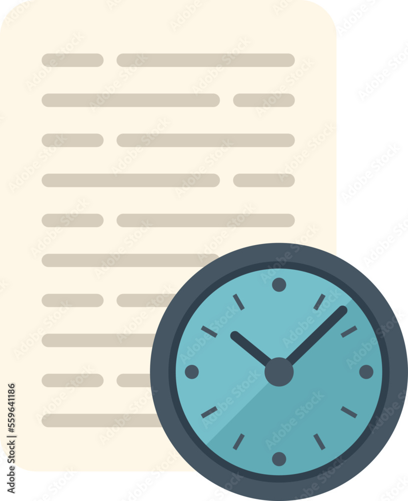 Paper work icon flat vector. Office time. Home schedule isolated Stock ...