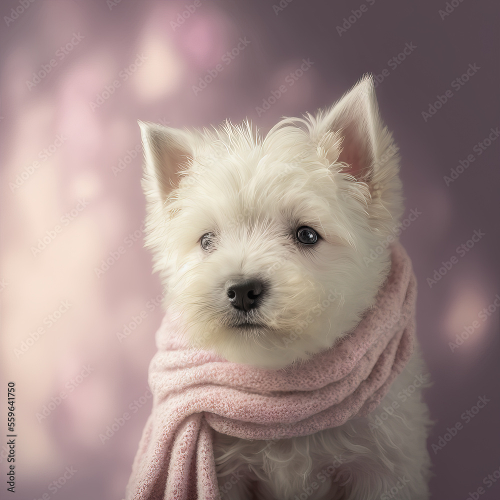 Adorable cute little West Highland White Terrier known as a westie dog ...