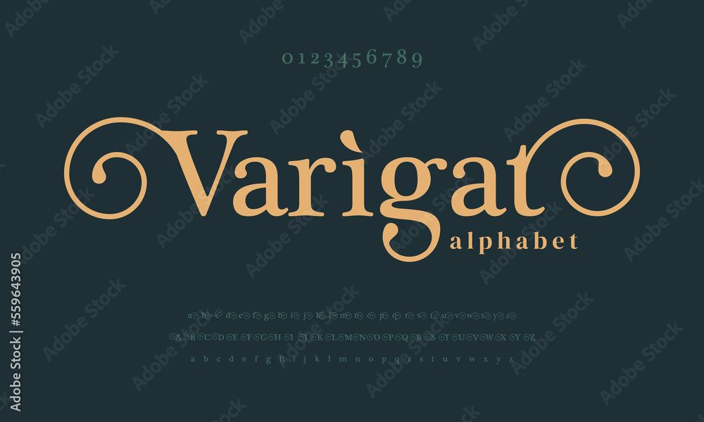 Varigat abstract luxury fashion font alphabet. Typography swirl ...
