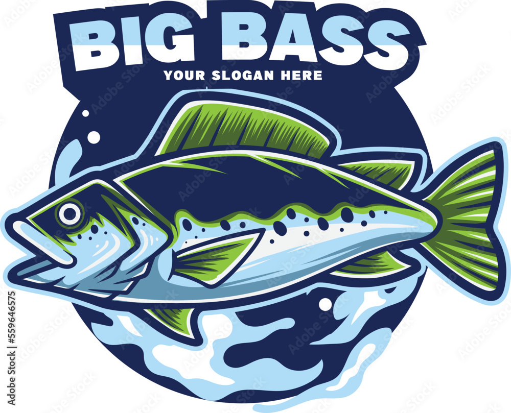 Vetor de largemouth bass fish mascot logo do Stock | Adobe Stock