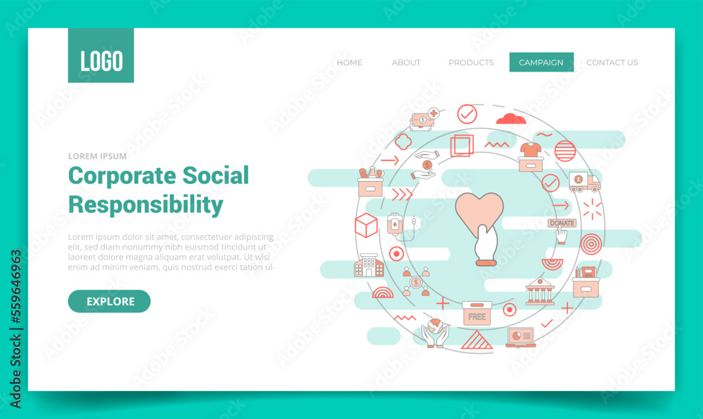 csr corporate social responsibility concept with circle icon for ...